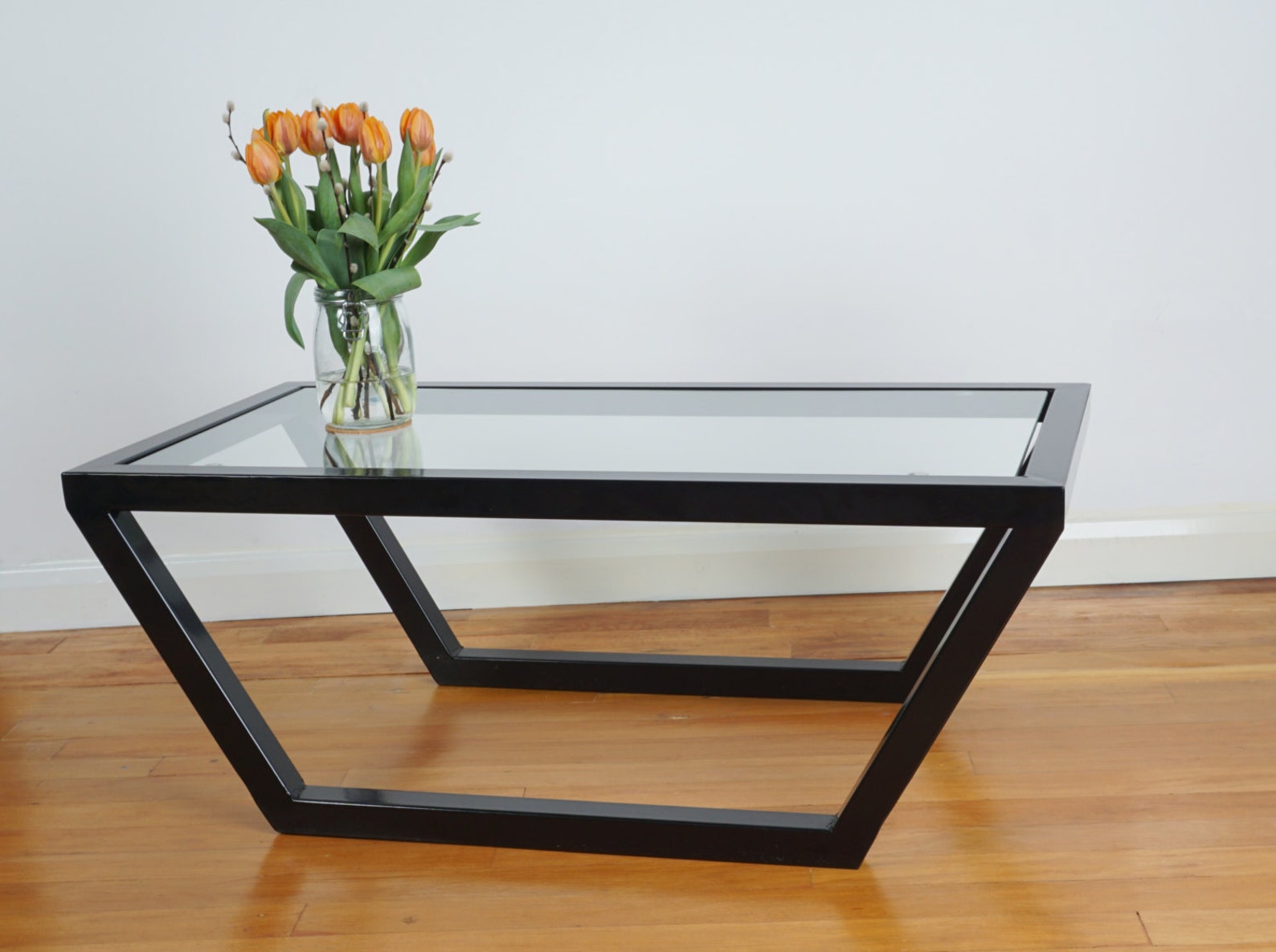 Contemporary Glass & Steel Coffee Table | Etsy
