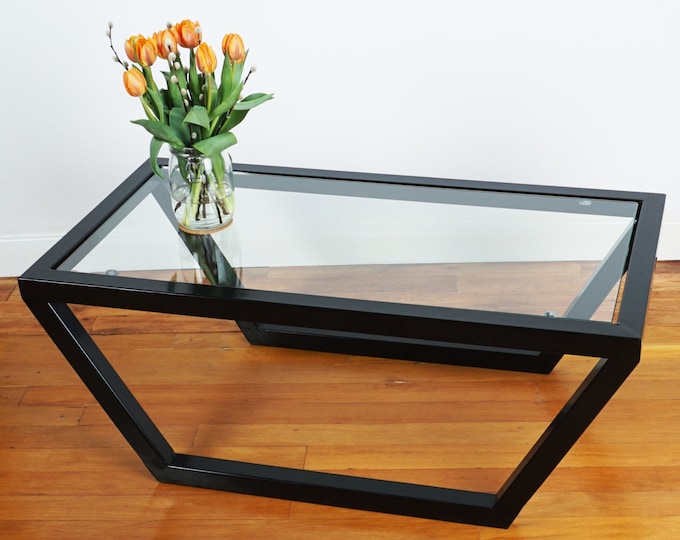 Contemporary Glass & Steel Coffee Table - Etsy
