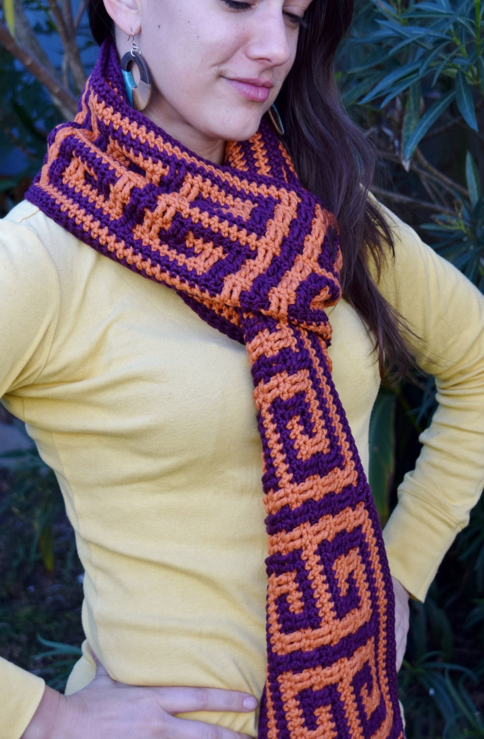 Square Greek Key Scarf Crochet Pattern for Men or Women // Greek Key ...