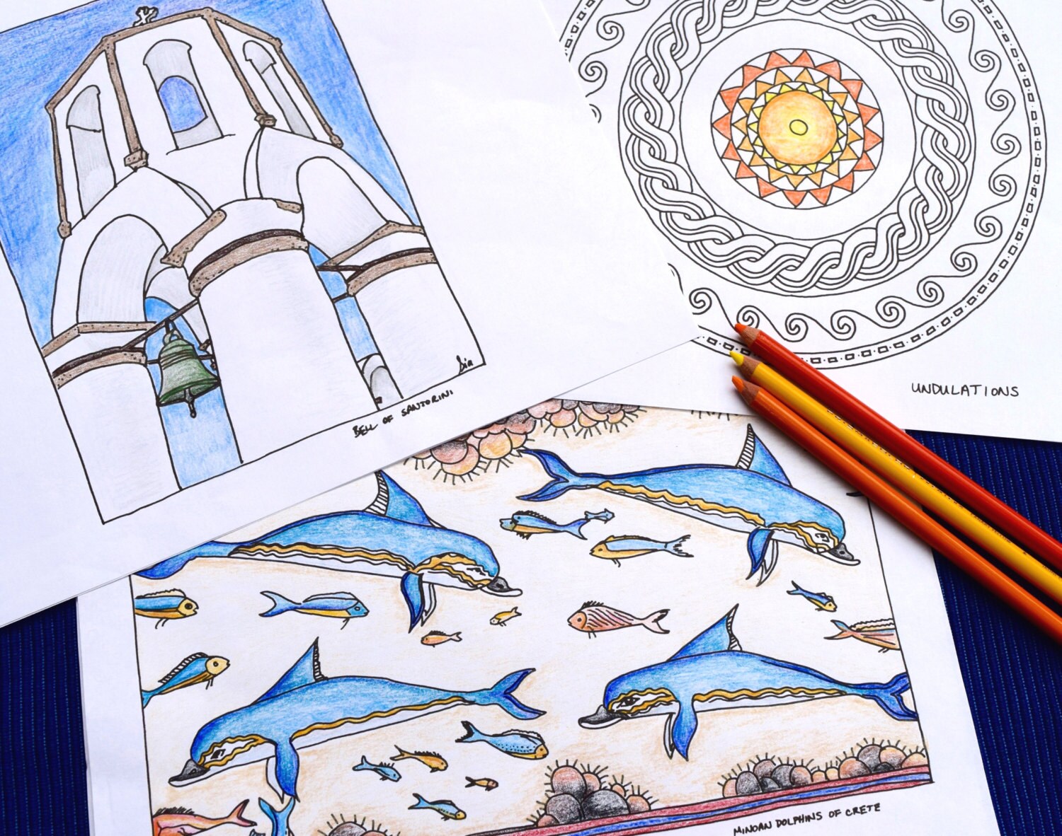 Greece Coloring or Watercolor Pages With Hand-drawn Images // Travel ...