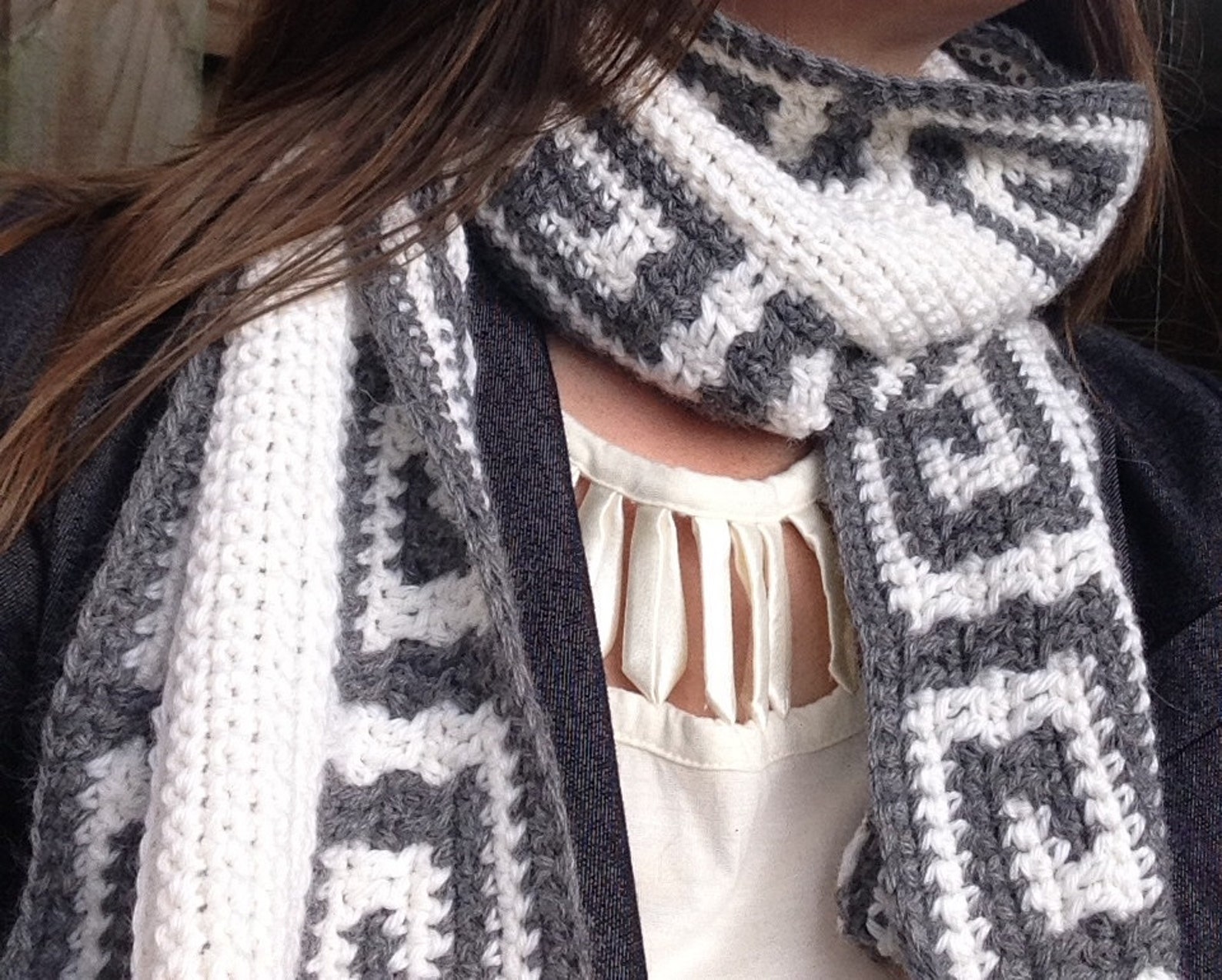 Greek Key Scarf Crochet Pattern for Women or Men // Greek Key Mosaic ...