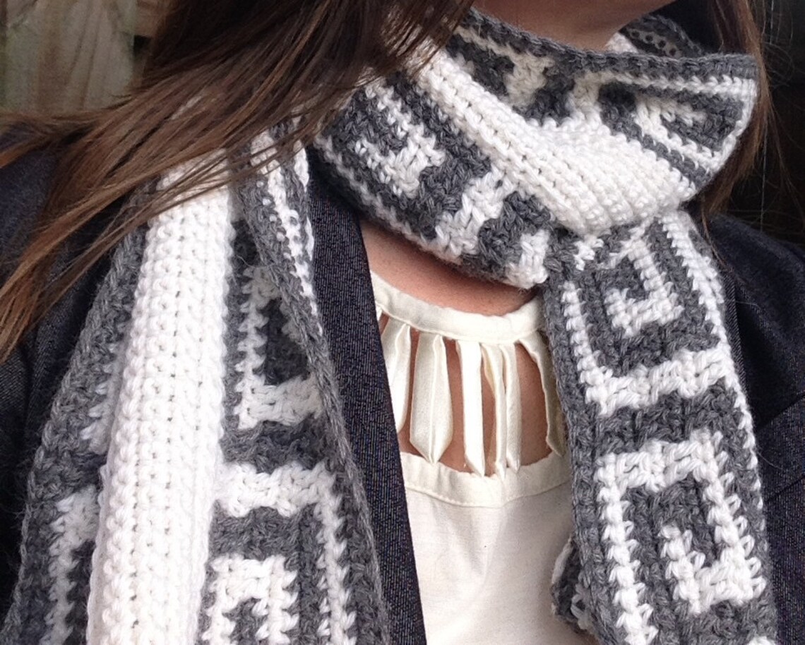 3-pack: Greek Key Scarf and Cowl Crochet Patterns // Crochet Pattern ...