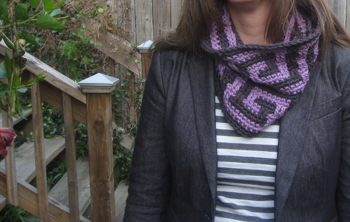 3-pack: Greek Key Scarf and Cowl Crochet Patterns // Crochet Pattern ...