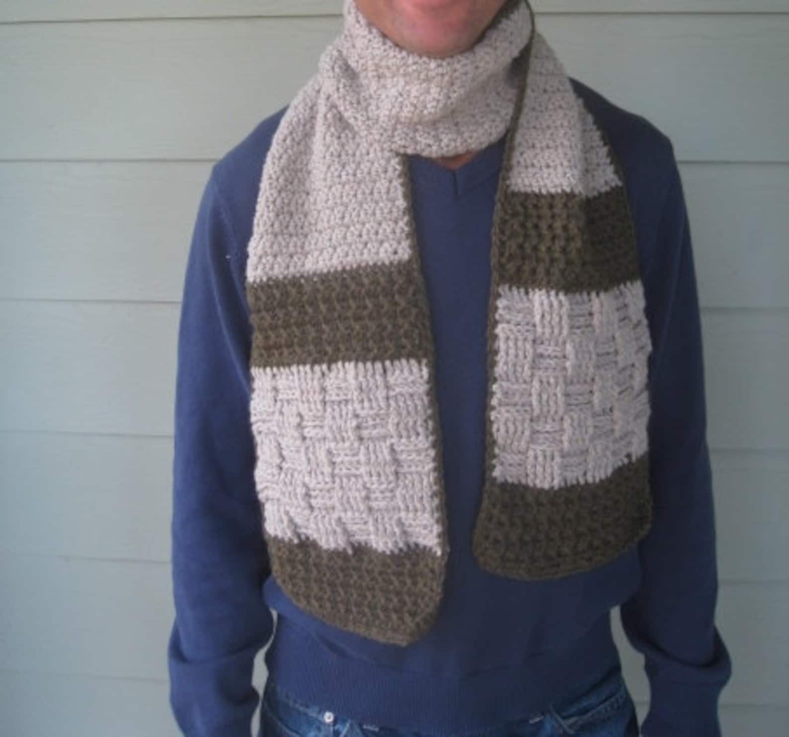 Mens Rustic Scarf Crochet Pattern With Multiple Pattern Motifs // Gifts ...