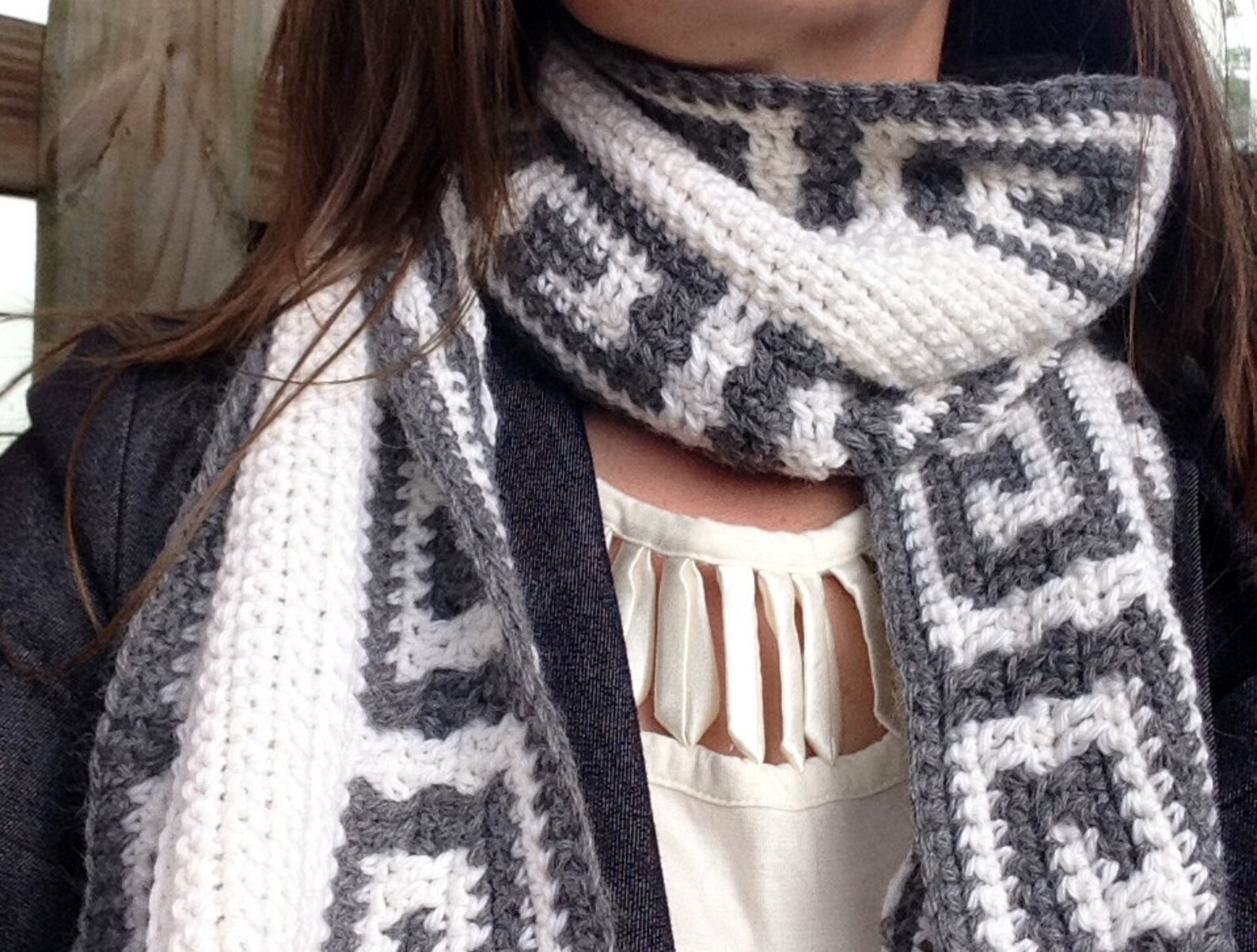 Greek Key Scarf Crochet Pattern for Women or Men // Greek Key Mosaic ...