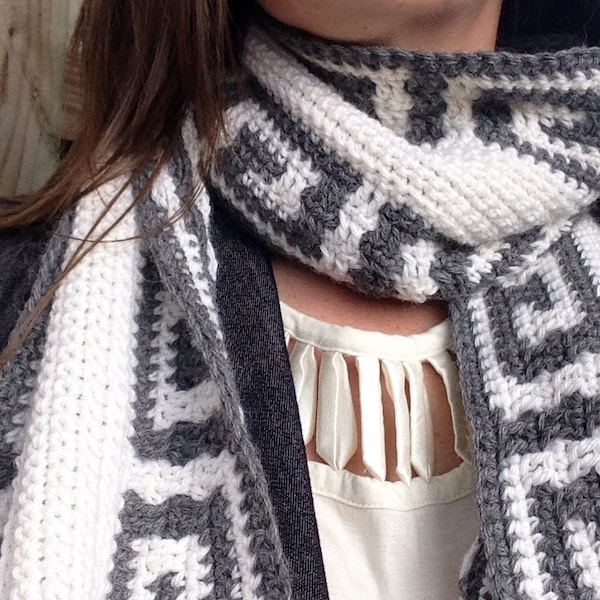 Greek Key Scarf - Etsy