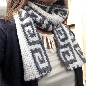 Greek Key Scarf Crochet Pattern for Women or Men // Greek Key Mosaic ...