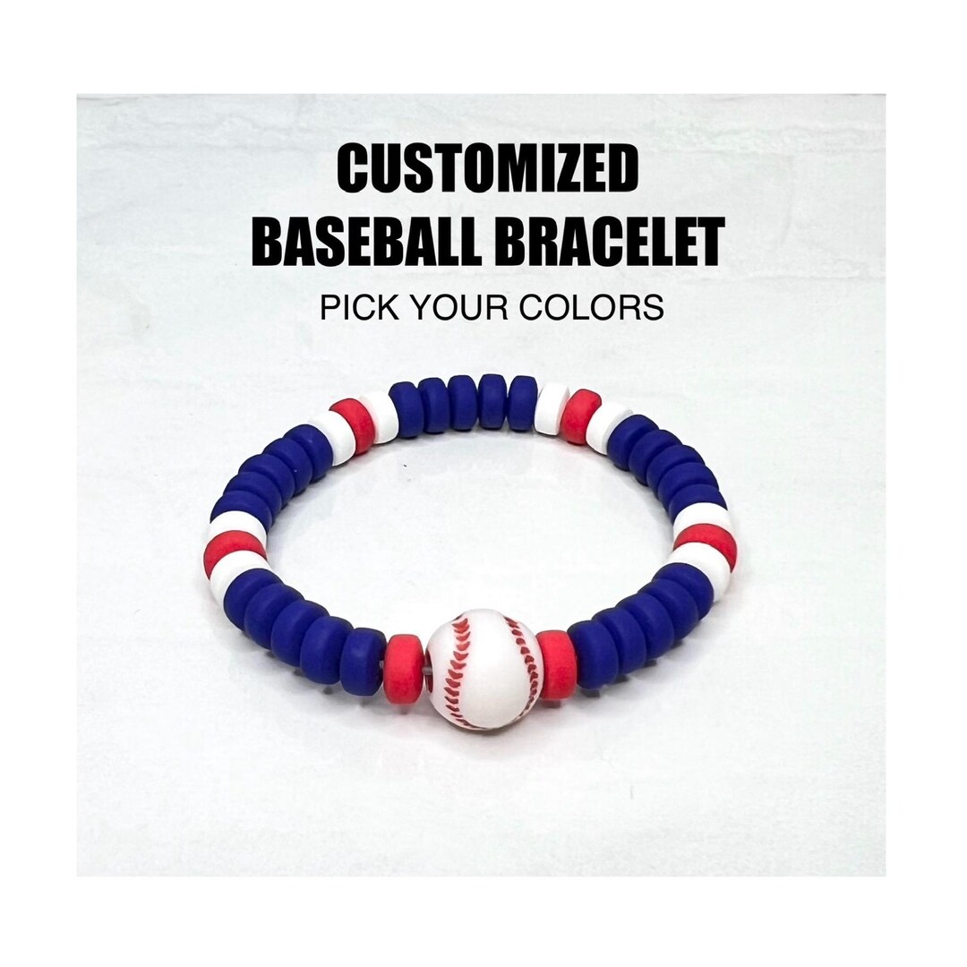 Customized Baseball Sports Bracelet, Team Sports Bracelet, Stretchy ...