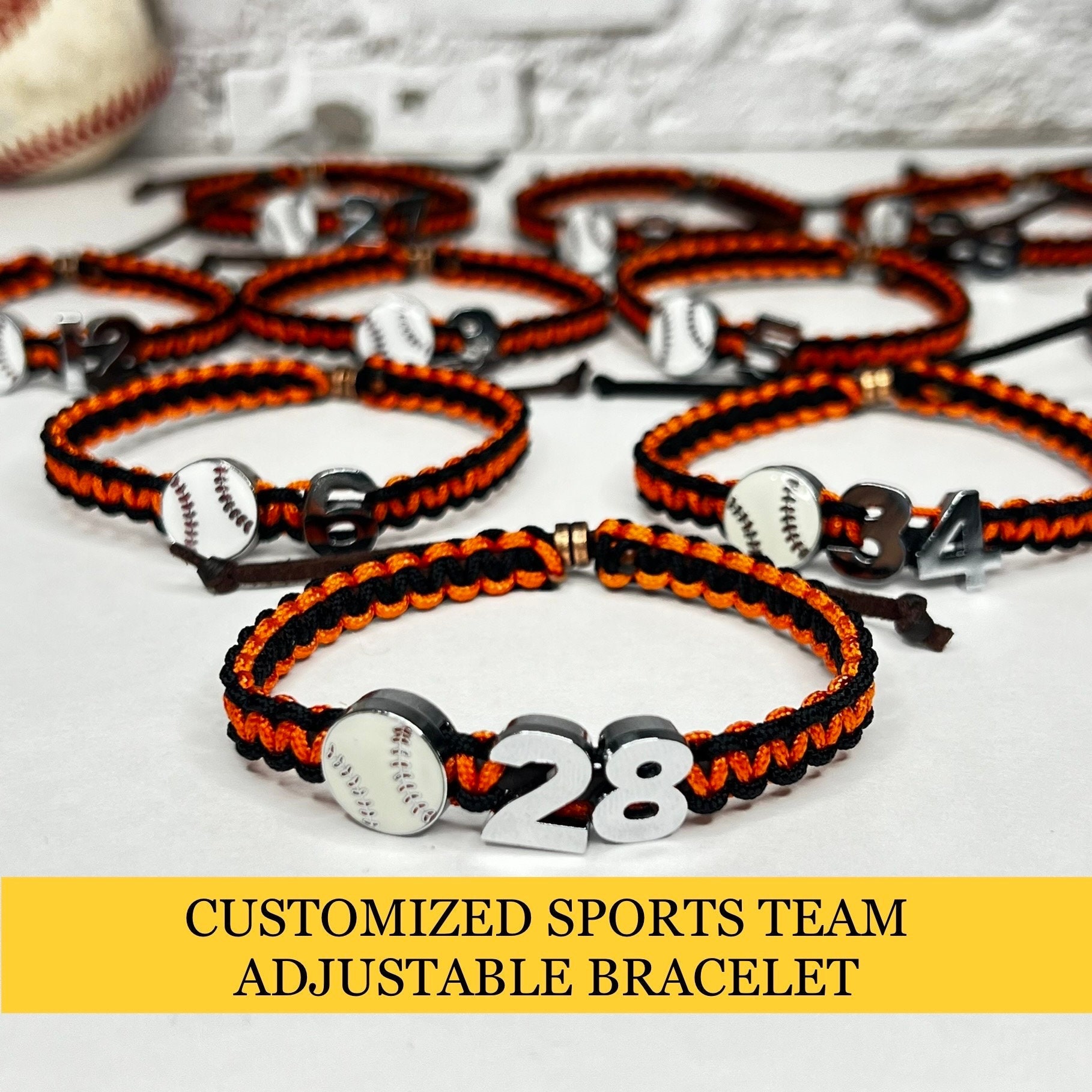Customized Team Sports Bracelet Wristband With Number, Adjustable ...