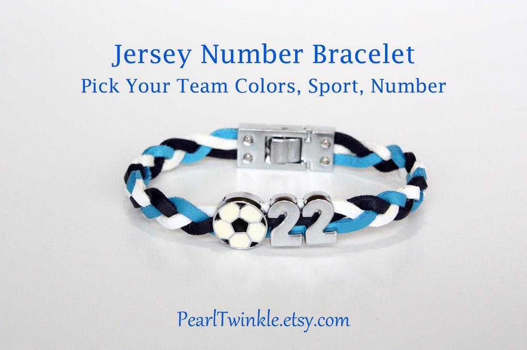 Custom Sports Bracelet Wristband With Number, Soccer Leather Bracelet ...