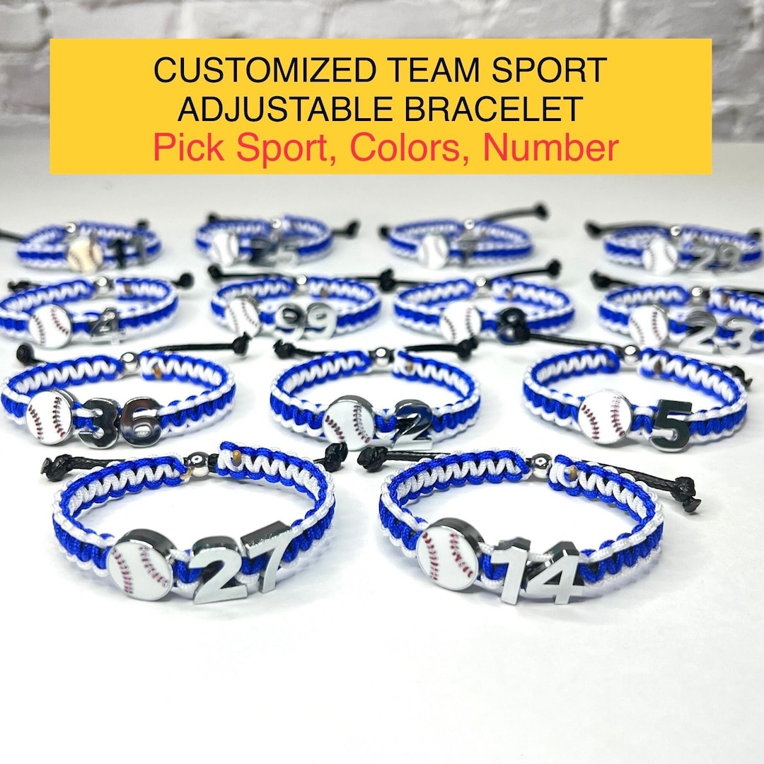 Customized Team Sports Bracelet Wristband With Number, Adjustable ...