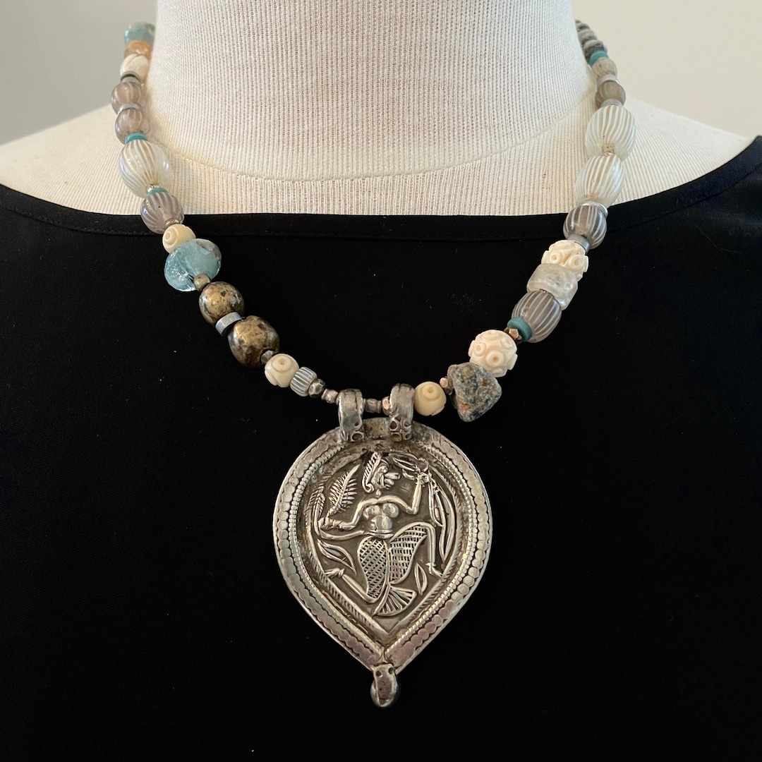 Hindu Amulet Pendant Statement Necklace, Tribal Jewelry, Antique ...