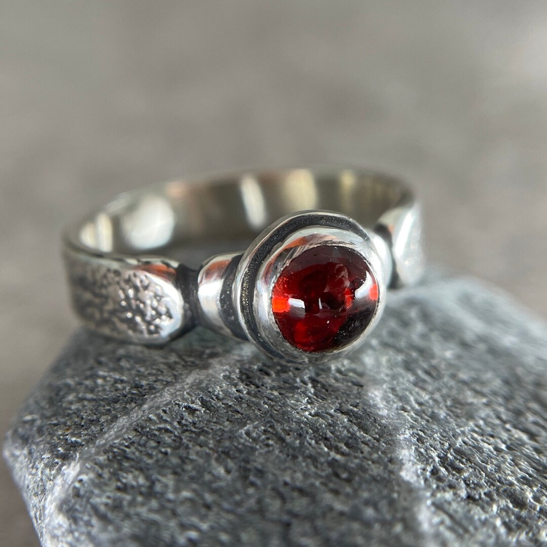 Size 8 Garnet Ring, January Birthstone, Artisan Jewelry, Stacking Ring ...