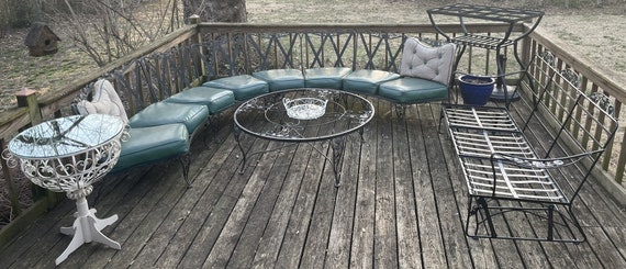 Russell Woodard Chantilly Rose Patio Furniture Mcm Wrought Iron Patio Sectional Russell Woodard Glider Vintage Set NO SHIPPING Local Pick Up Etsy