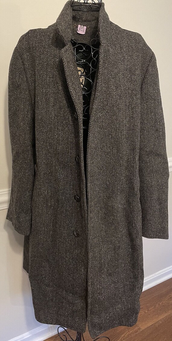 Harris Tweed Scottish Wool Herringbone Vintage Coat - Gem