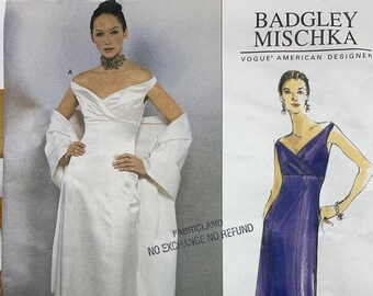 UNCUT Pattern Vogue 2134 Lined Dress Close-fitting Bodice Front Pleated ...