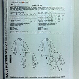 Vogue V1274, Lynn Mizono, Asymmetrical Blouse, Low Armholes, Very Loose ...