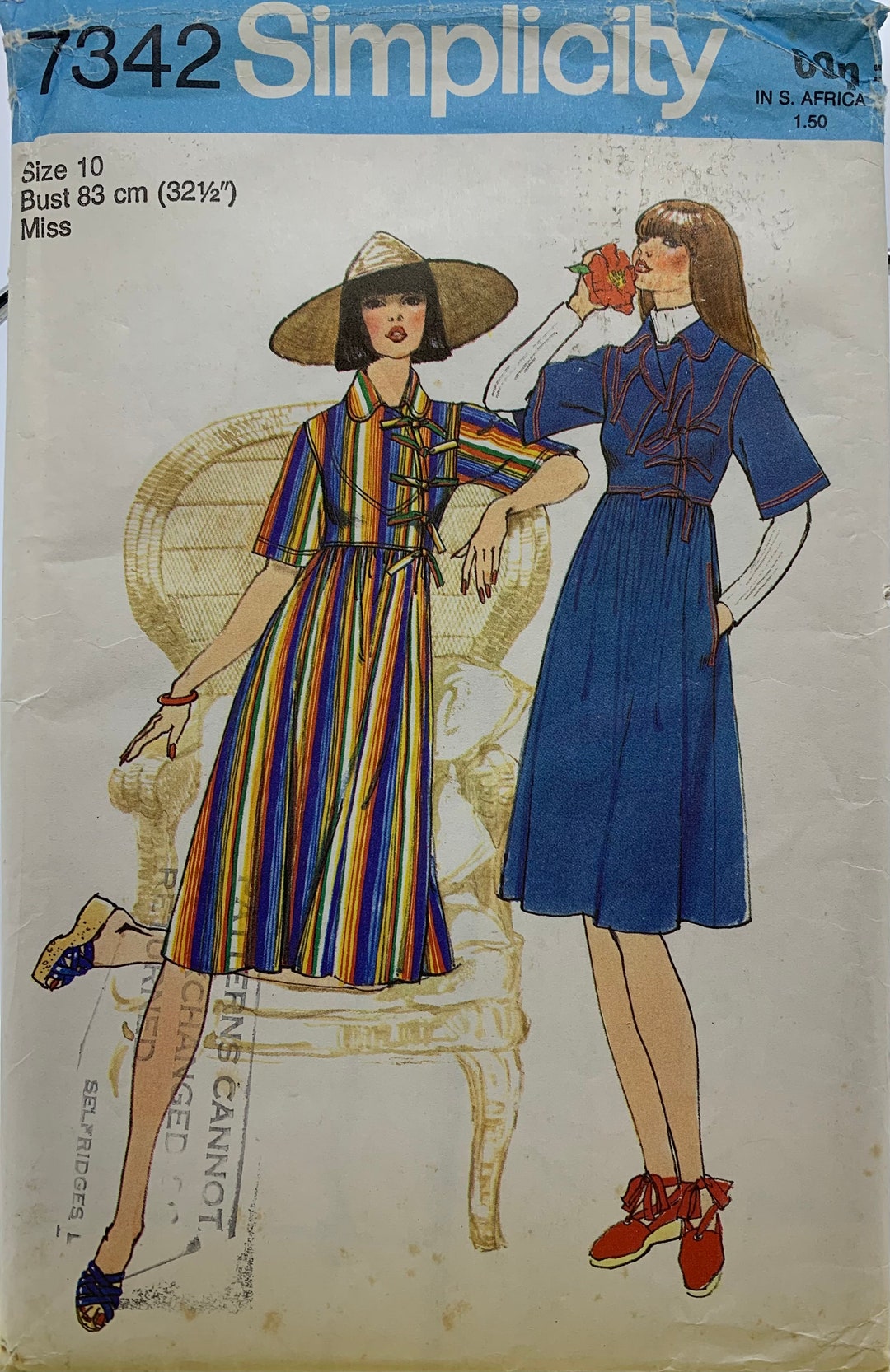 Simplicity 7342, Vintage Asymmetric Dress, Gathered Skirt, Above Waist ...