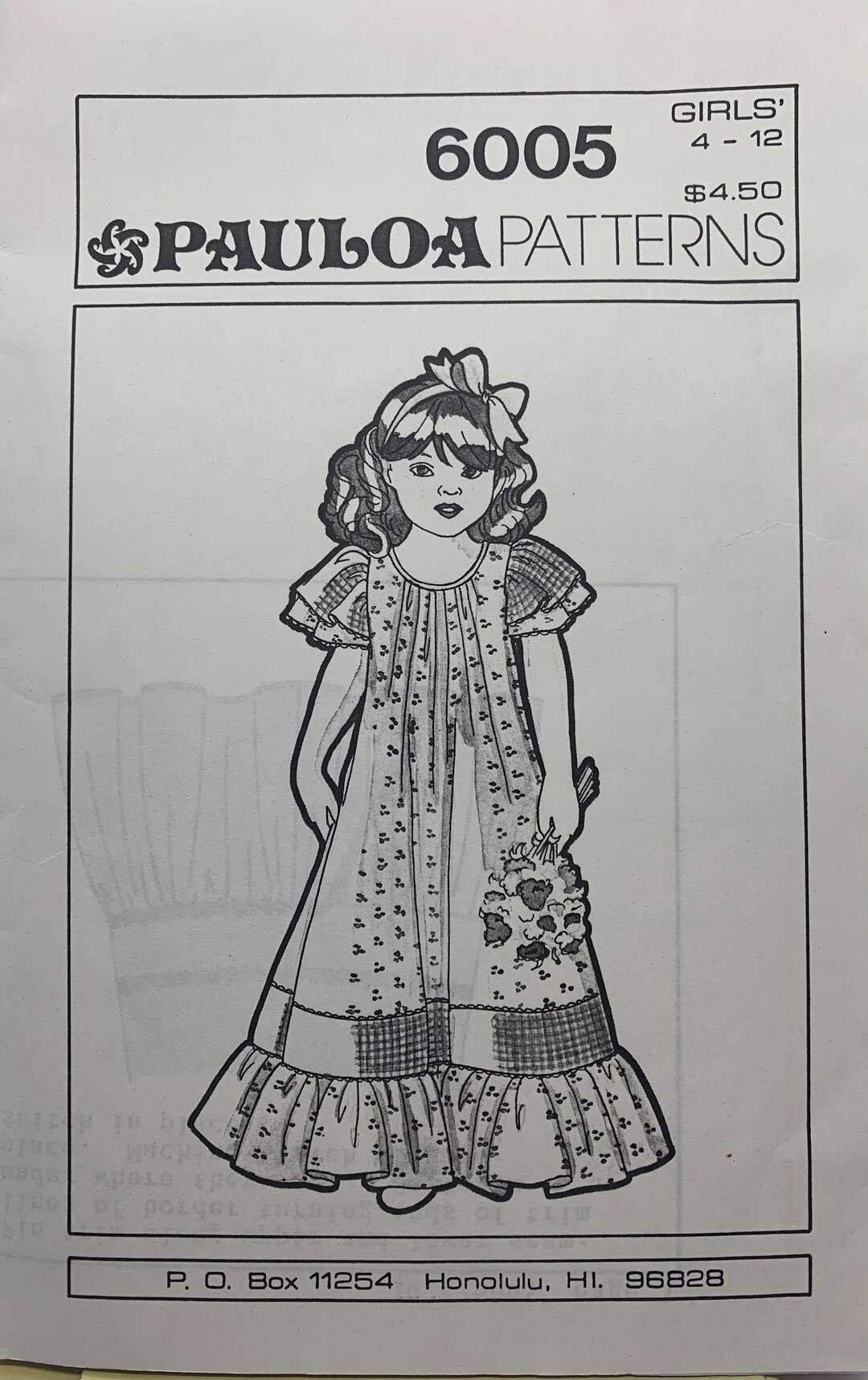 Pauloa Pattern 6005, Girls' Muumuu, Loose-fitting, Pull-over, Gathered ...