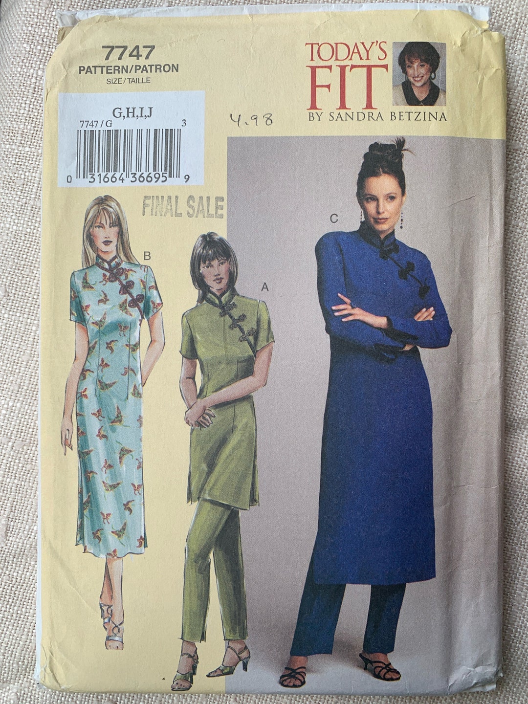 Vogue 7747, Oriental Tunic, Dress, Tapered Pant, Frog Closure, Sandra ...