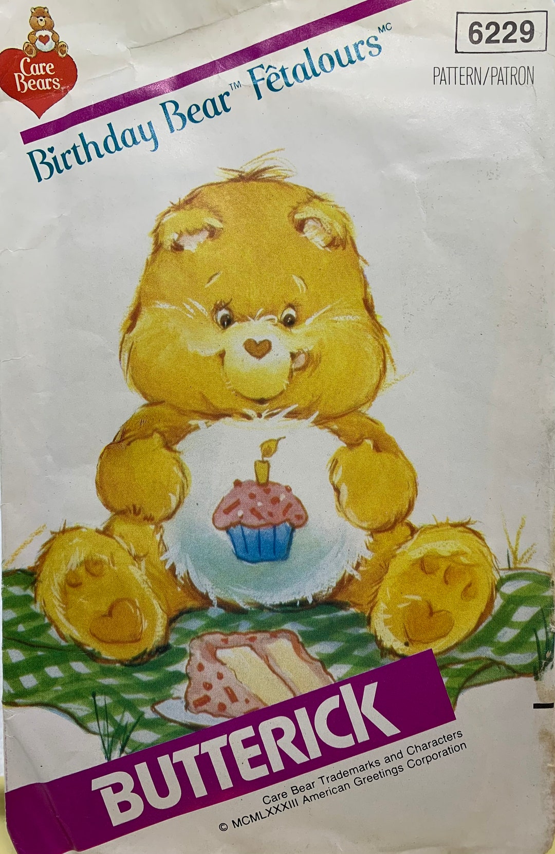 Butterick 6229, Care Bears Pattern, Birthday Bear, Size 17 , Vintage 80 ...