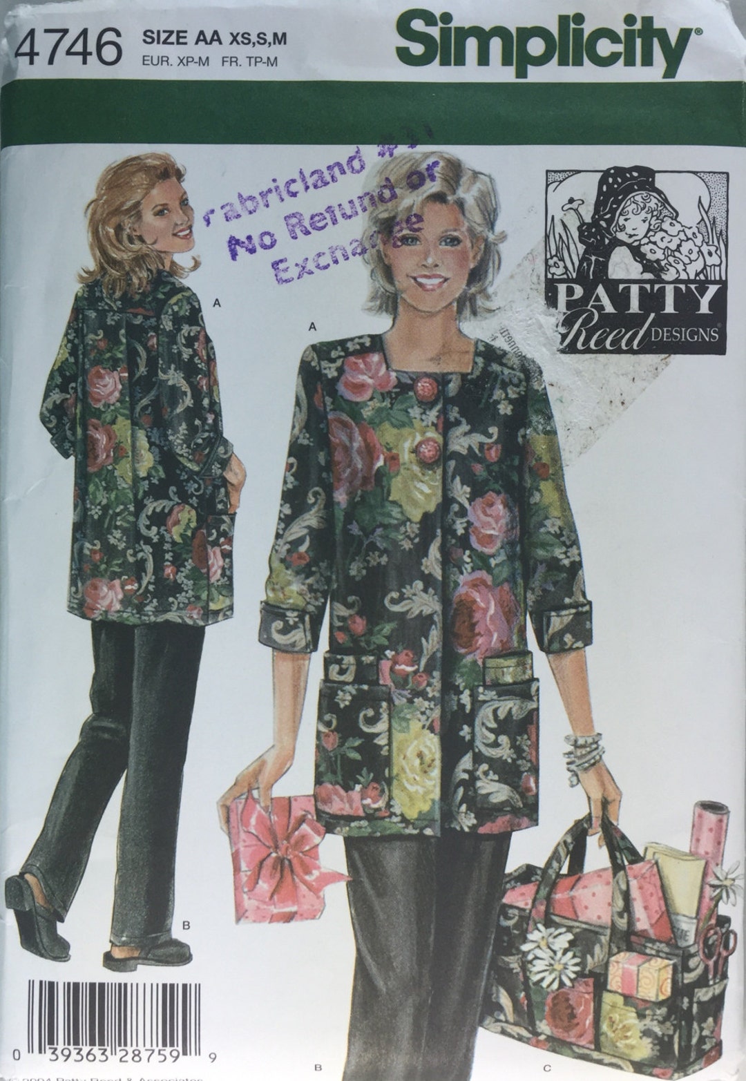Simplicity 4746, Apron, Section Bag, Pants, Patty Reed Design, Sizes XS ...