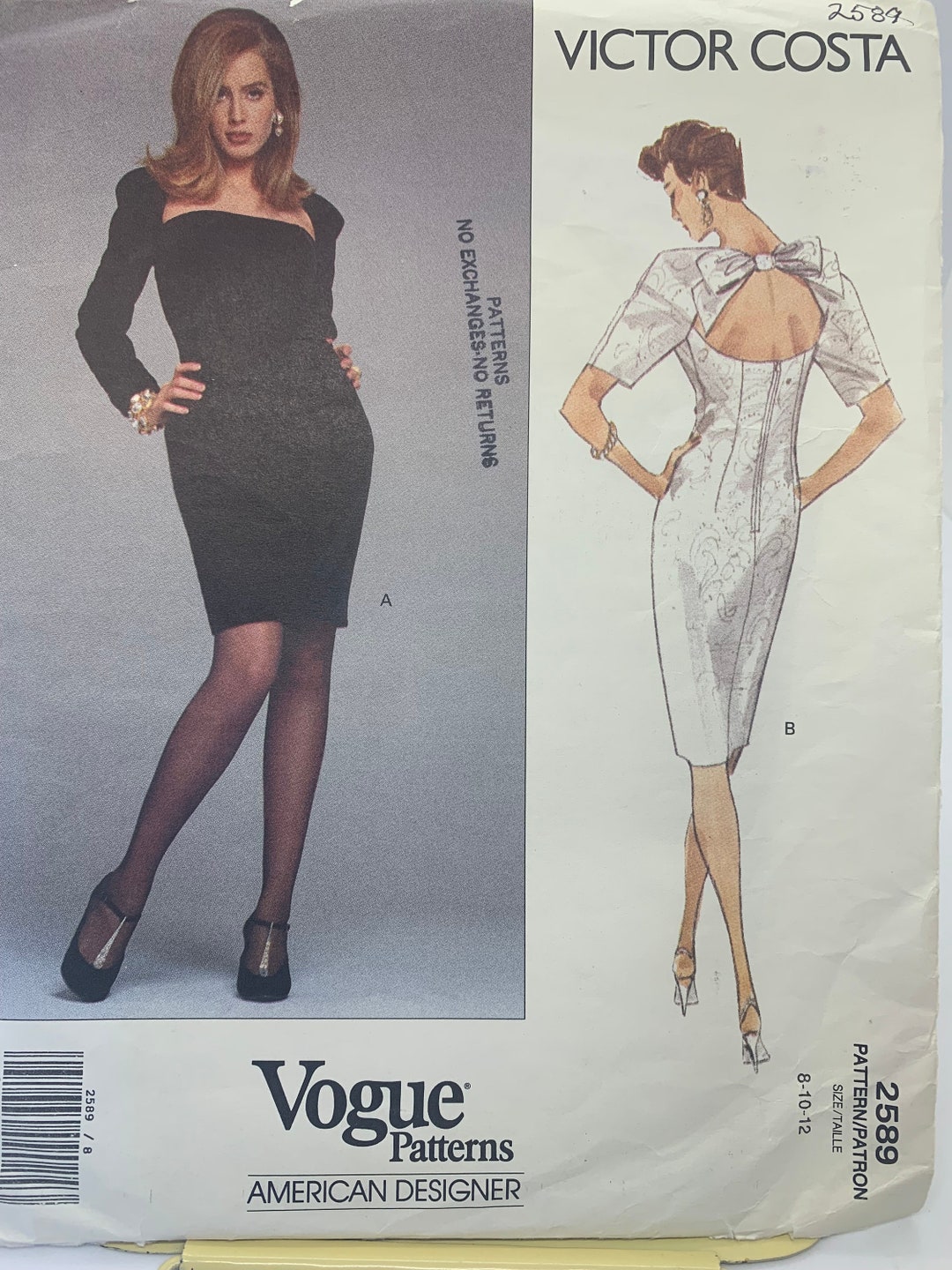 Vogue 2589, Cocktail Dress, Victor Costa Design, Size 8-10-12, Close ...