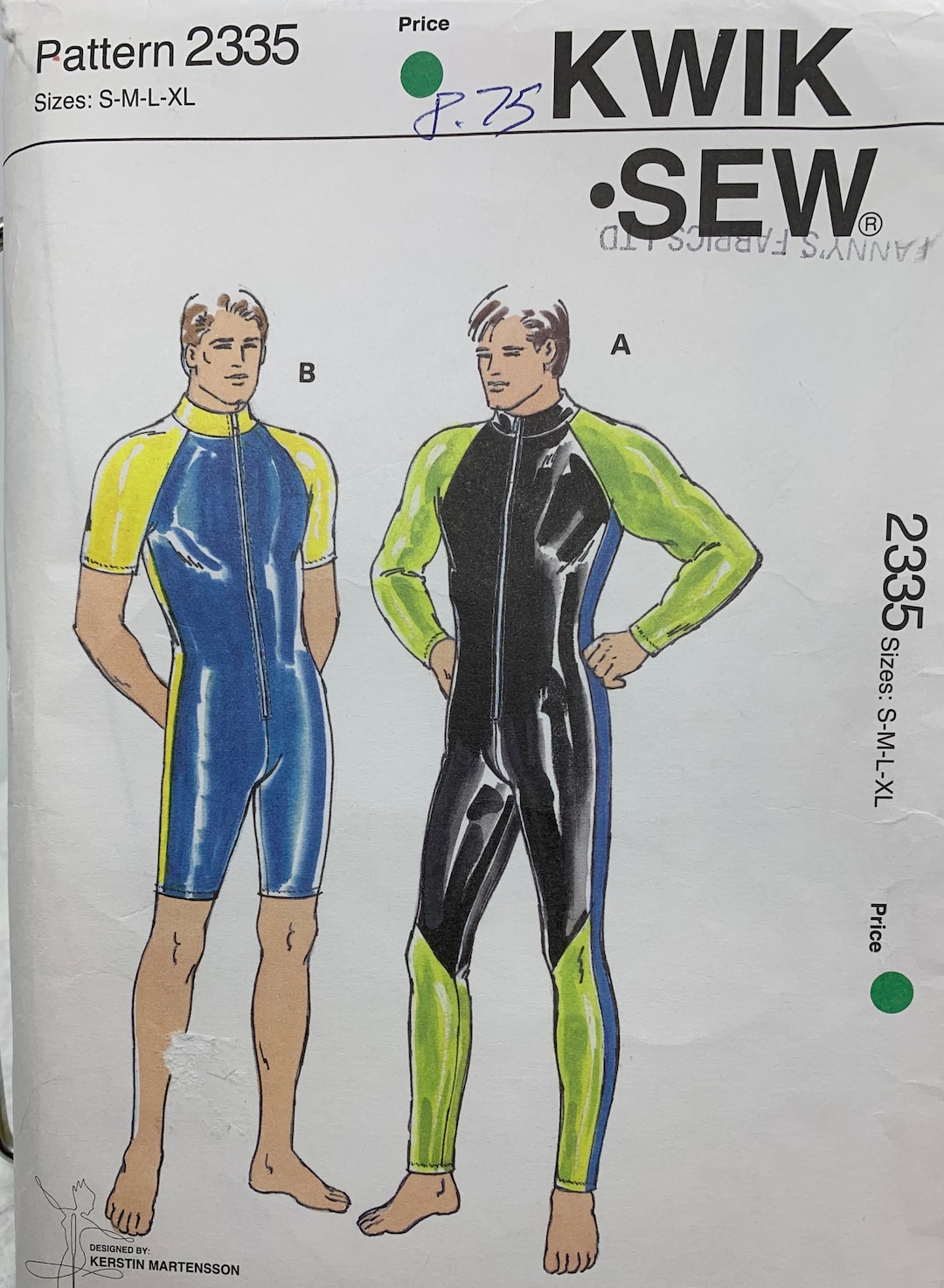 Kwik Sew 2335, Men's Wetsuit Pattern, Raglan Sleeves, Sleeve Variations ...