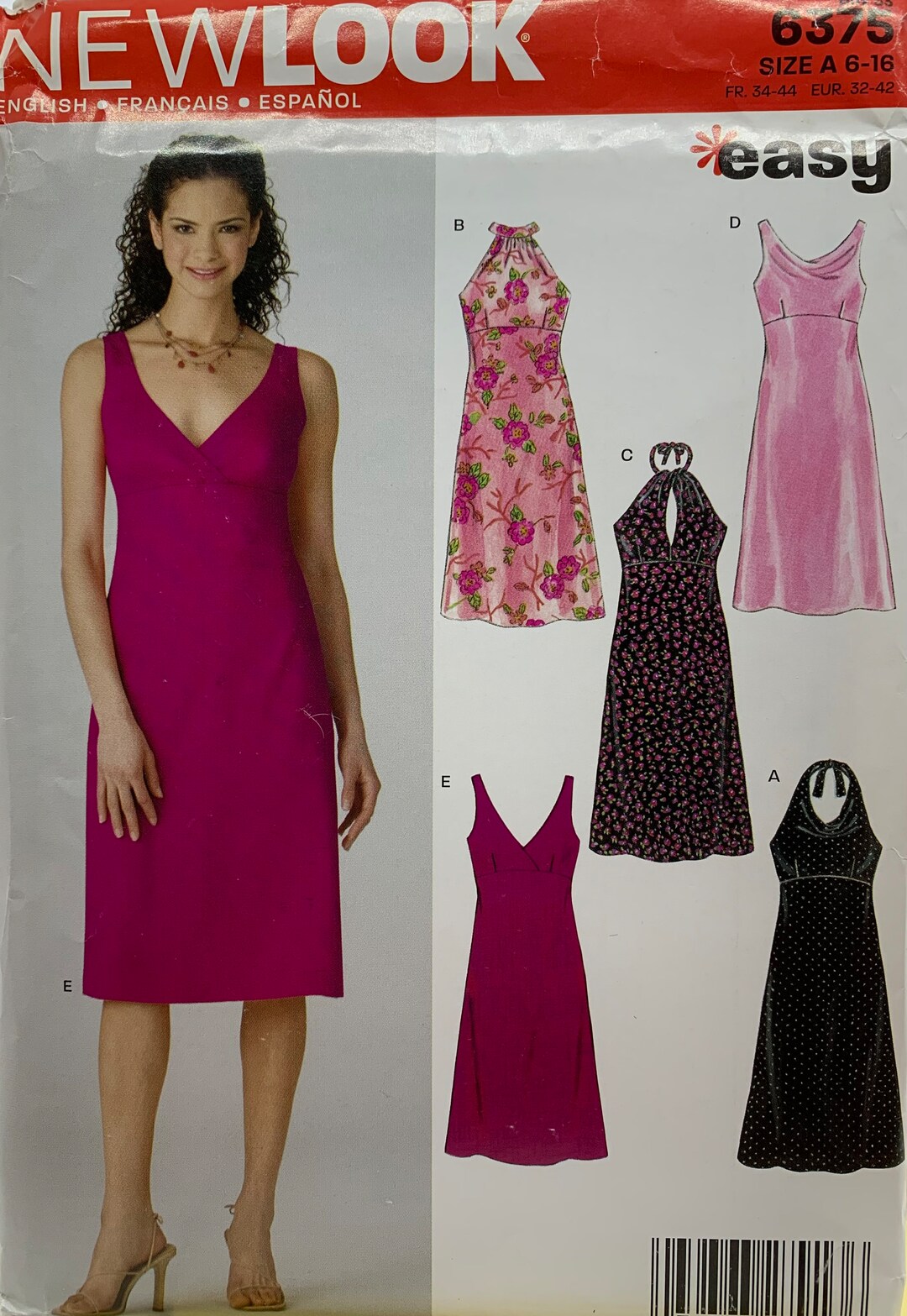 New Look 6375, Summer Dress, V-neck, Six Variations, Halter Top, Sizes ...