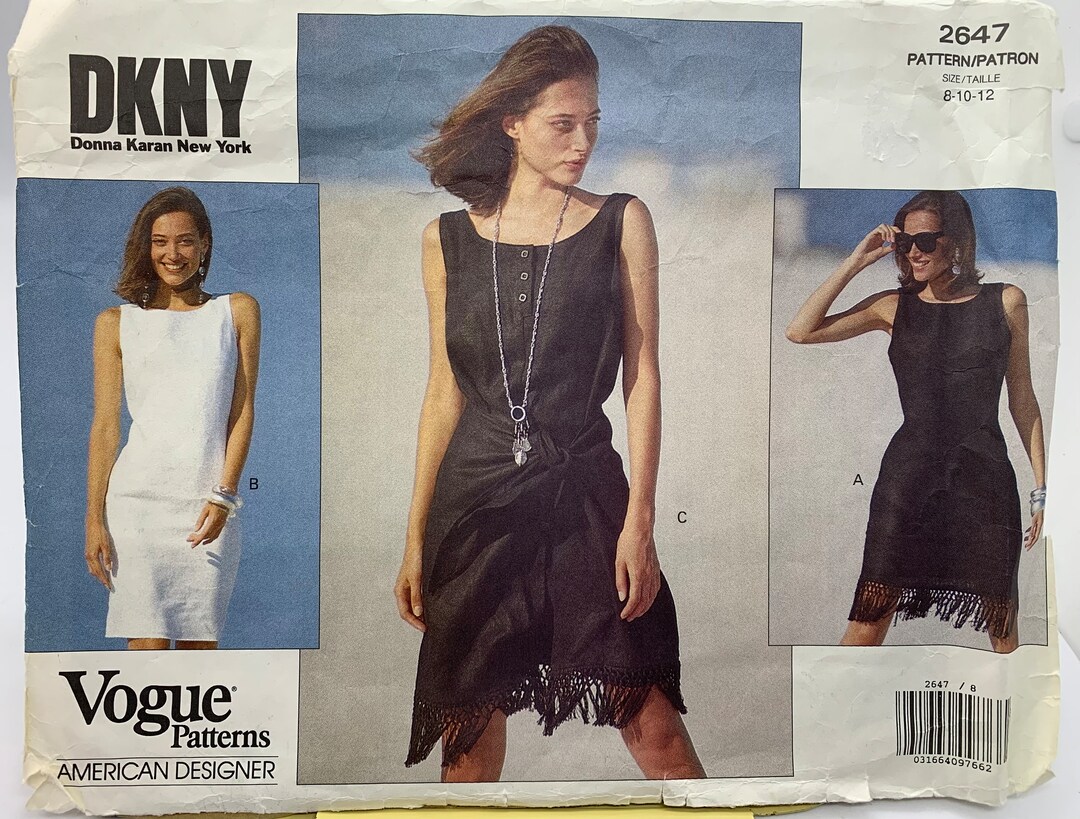 Vogue 2647, Summer Dress, DKNY Design, Sleeveless Dress, Semi-fitted ...