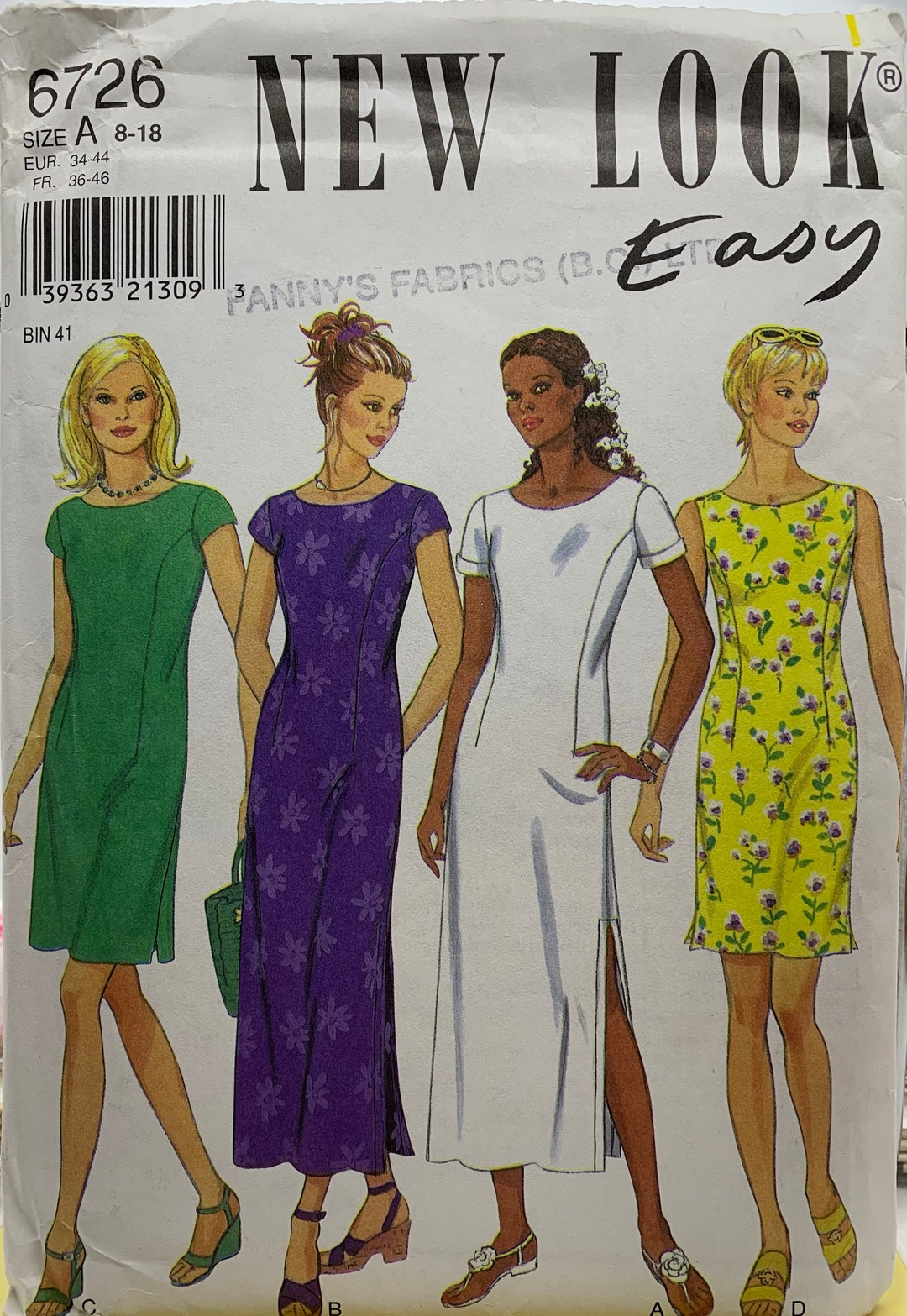 New Look 6726, Summer Dress, Princess Darts, Short Sleeve, Sizes 8-18 ...