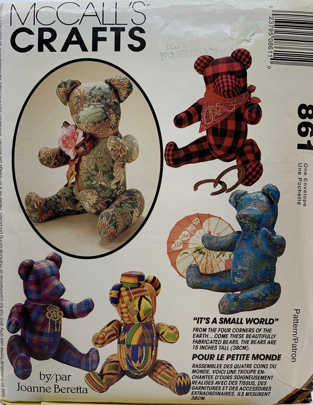 Memory Bear Pattern, Mccall's 861, Stuffy, Sweater and Scarf, Size 15 ...