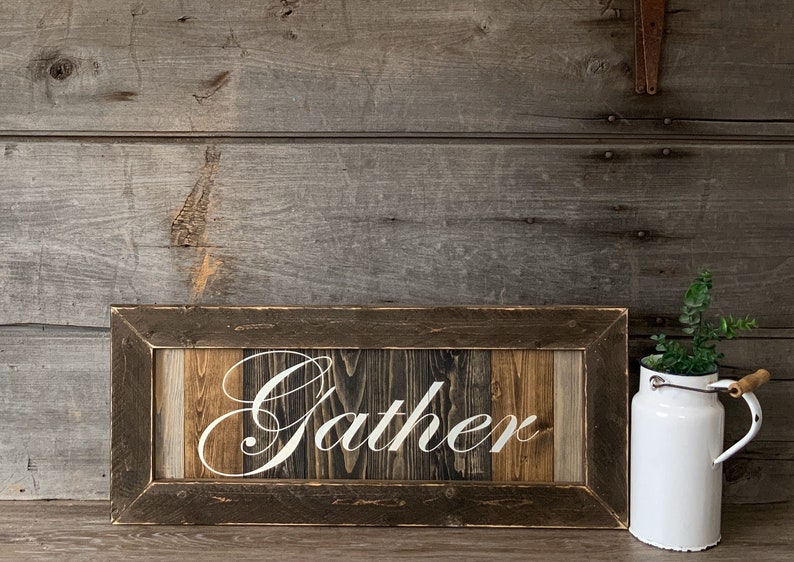 Gather Sign gather farmhouse sign wood sign rustic sign | Etsy