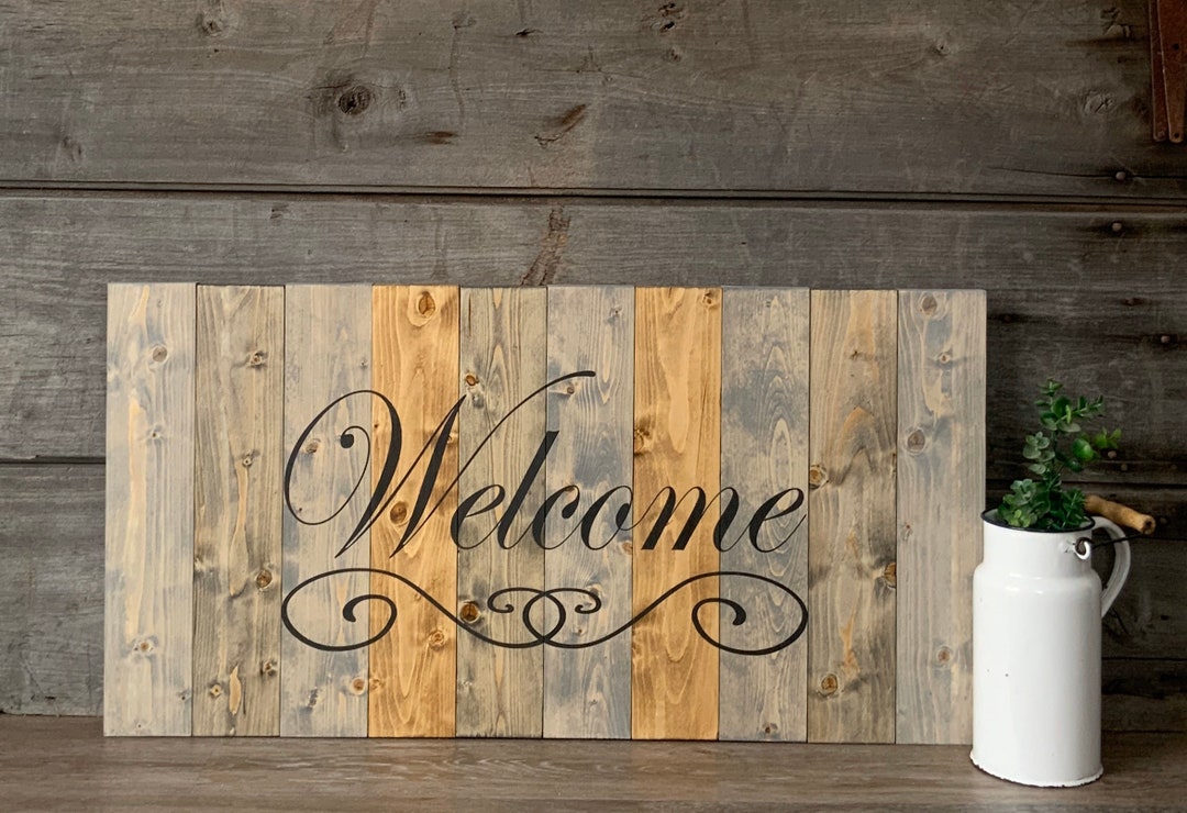 Welcome Sign, LARGE Wood Welcome Sign, Farmhouse, Welcome Sign ...