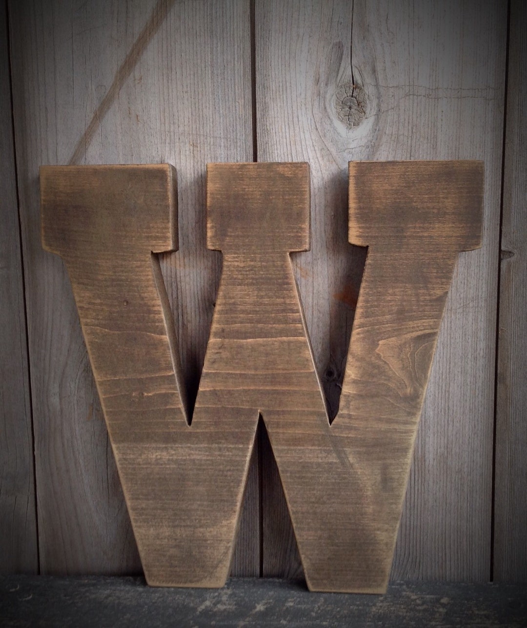12 Inch Rustic Wood Letter or Number: Dark Walnut Stained - Etsy