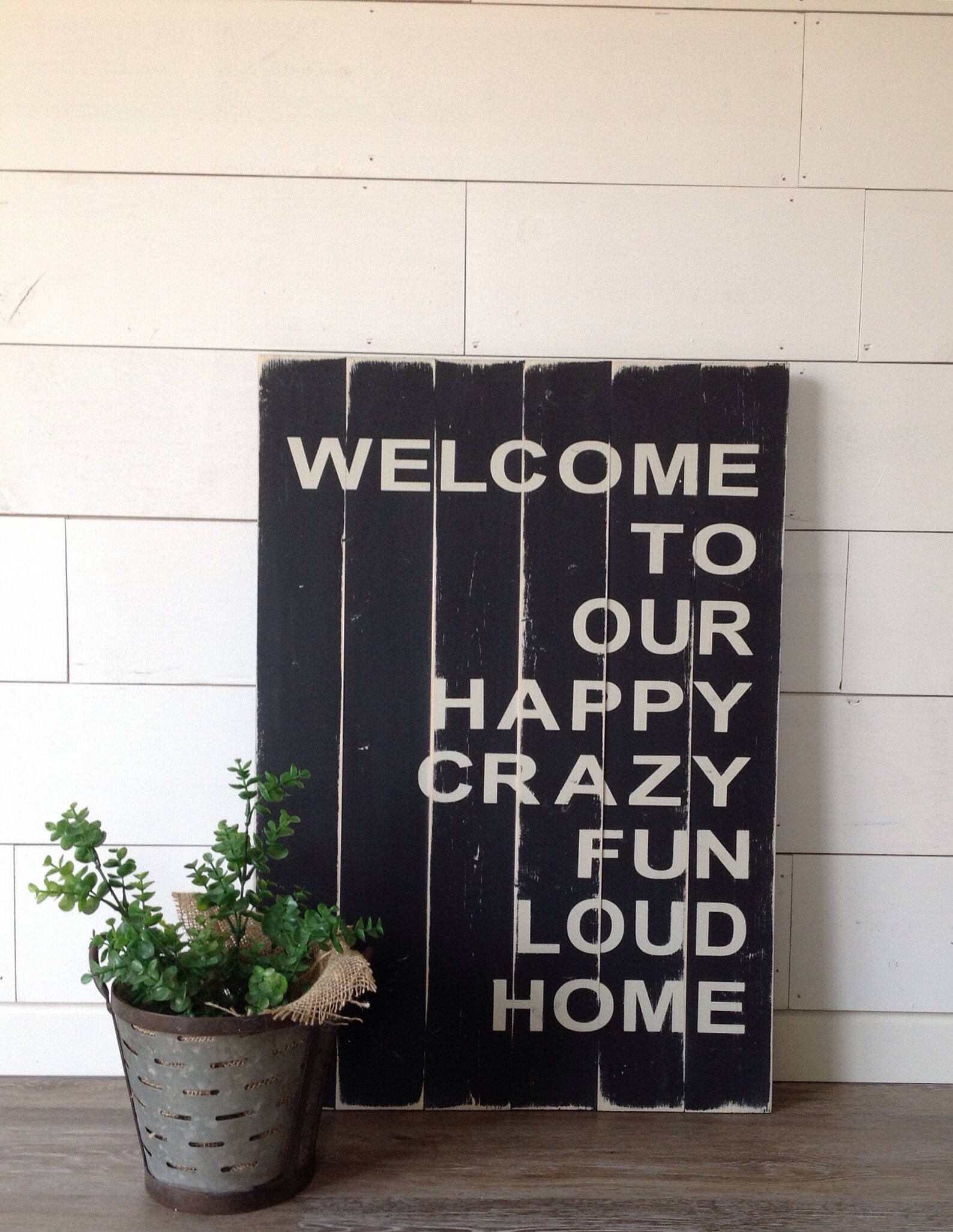 Welcome to our happy crazy fun loud home sign for family | Etsy