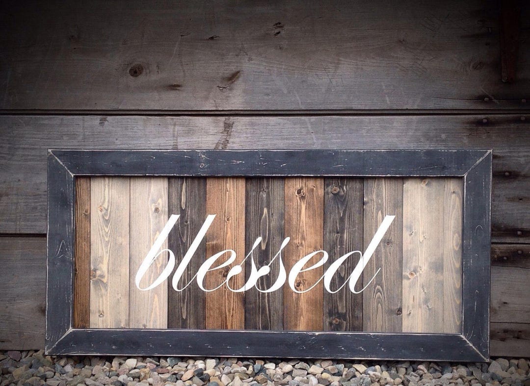 Hand Painted Blessed Rustic Farmhouse Wood Sign - Etsy
