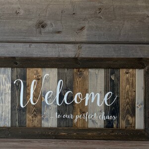 Welcome to Our Perfect Chaos, LARGE Wood Sign, Farmhouse Wall Decor ...