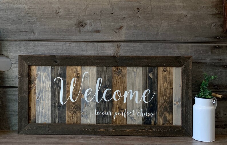 Welcome to Our Perfect Chaos LARGE Wood Sign Farmhouse Wall - Etsy