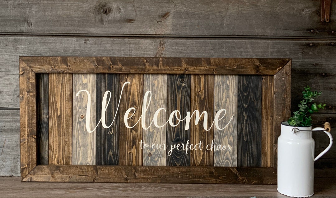 Welcome to Our Perfect Chaos, LARGE Wood Sign, Farmhouse Wall Decor ...