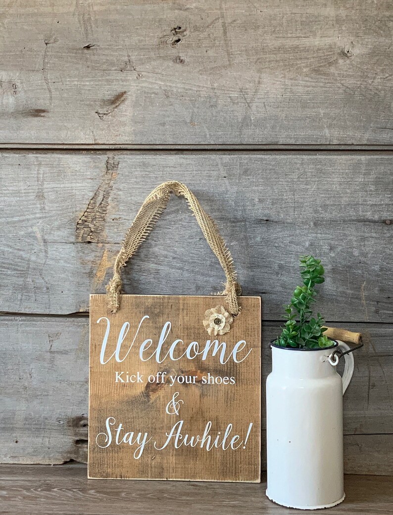 Welcome Kick off Your Shoes & Stay Awhile Welcome Sign Wood - Etsy
