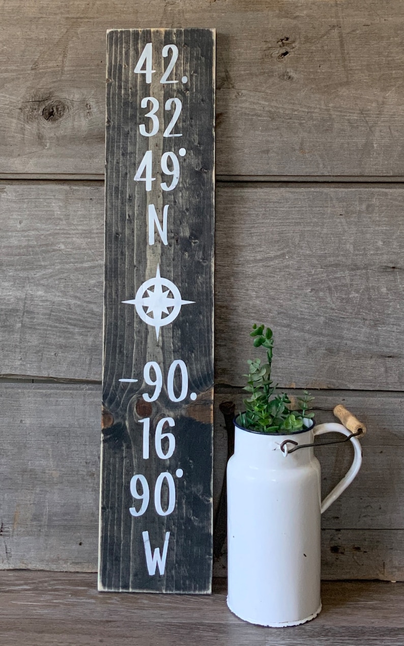 Vertical Latitude and Longitude Sign Coordinates Sign - Etsy
