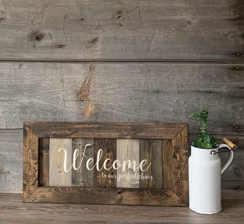 Welcome to Our Perfect Chaos LARGE Wood Sign Farmhouse Wall - Etsy