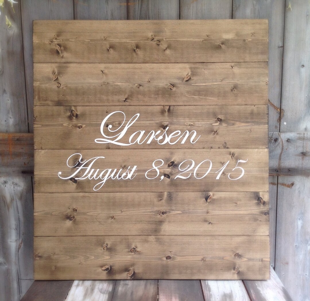 Cursive Last Name/date Established Wood Sign Wedding Gift Anniversary ...