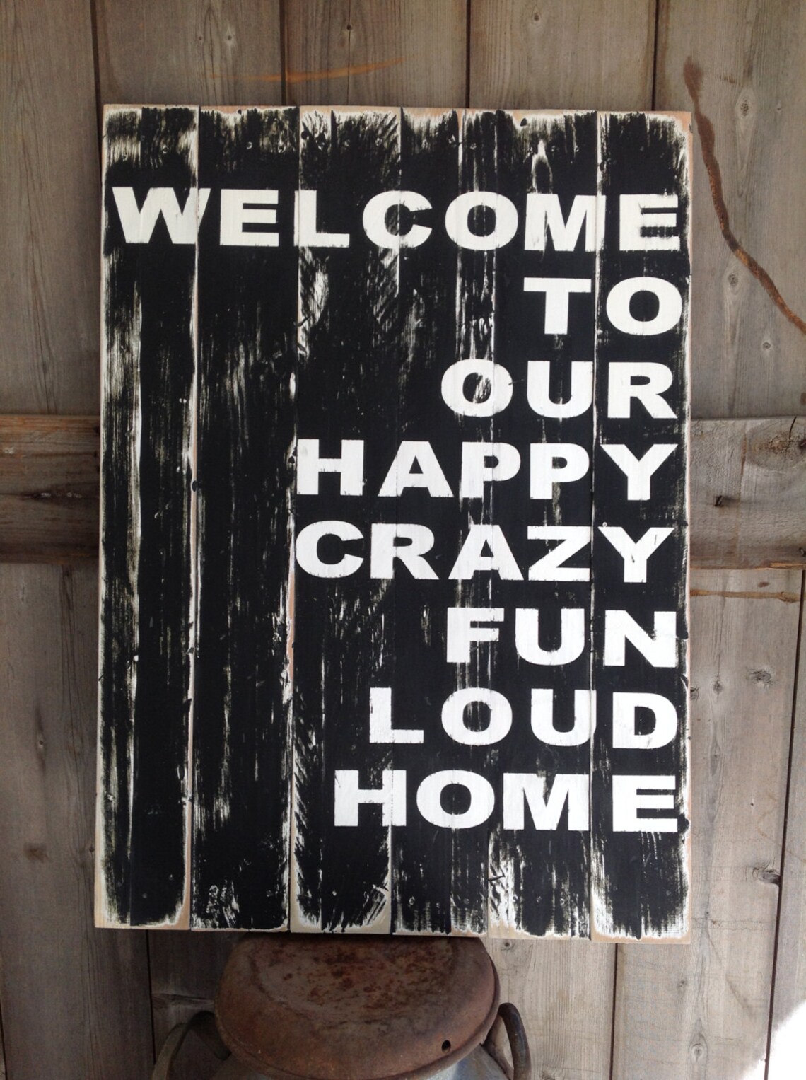 Welcome to Our Happy Crazy Fun Loud Home, Wood Sign - Etsy