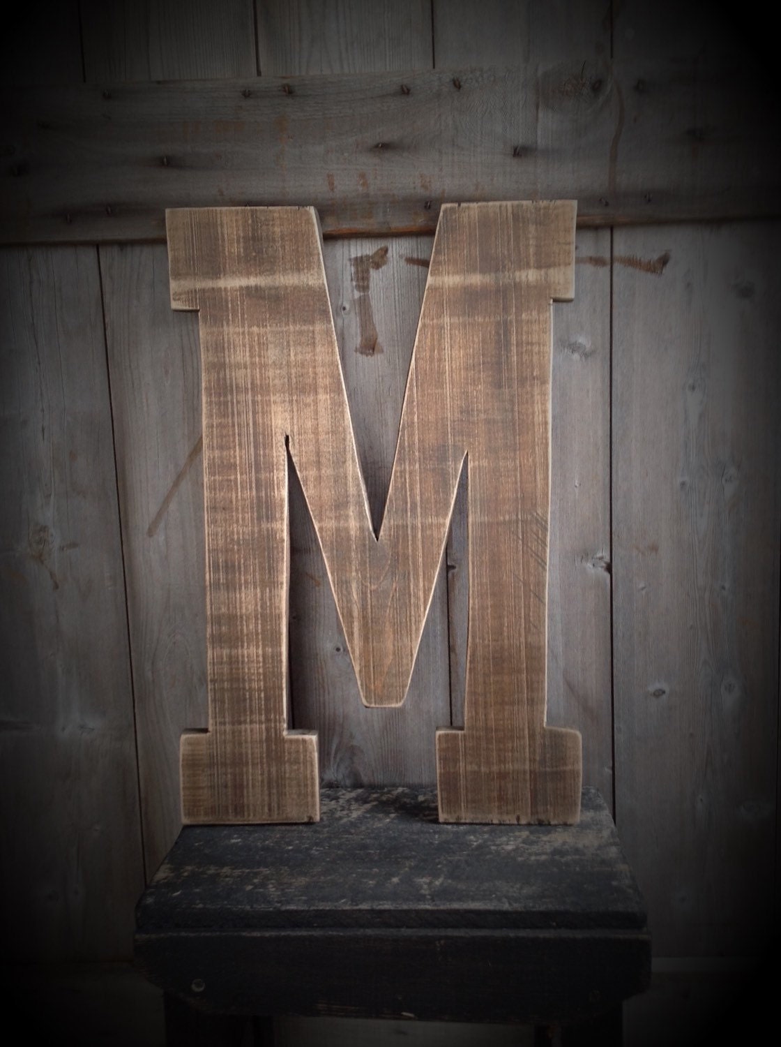Distressed Wood Letter, Stained Rustic Decor, 24 Inches Tall - Etsy