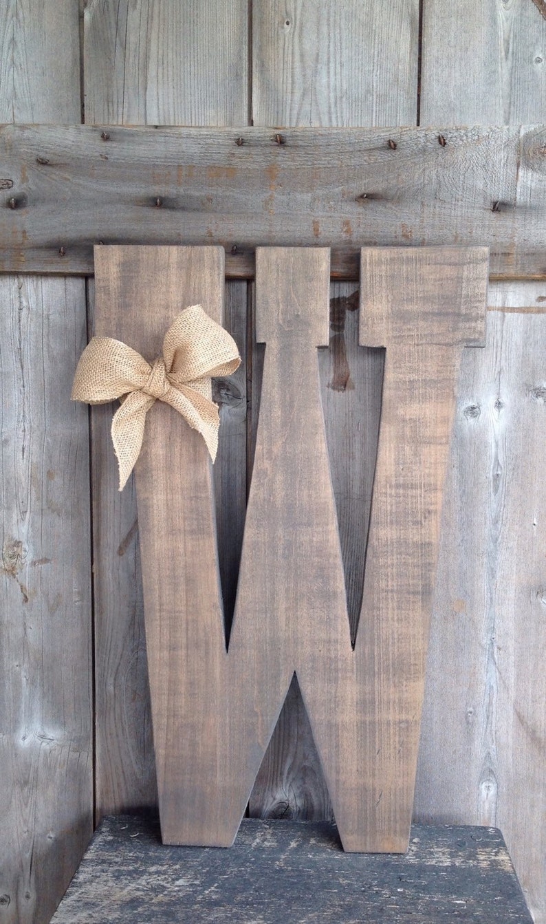 Barn Wood Letters Measuring 24 Inches Tall With Burlap Bow - Etsy