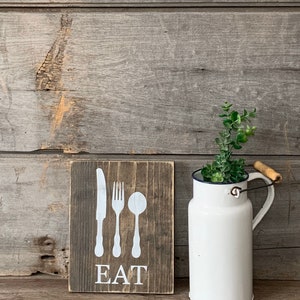 Hand Painted 'eat' Wood Kitchen Sign, Rustic Farmhouse Decor - Etsy