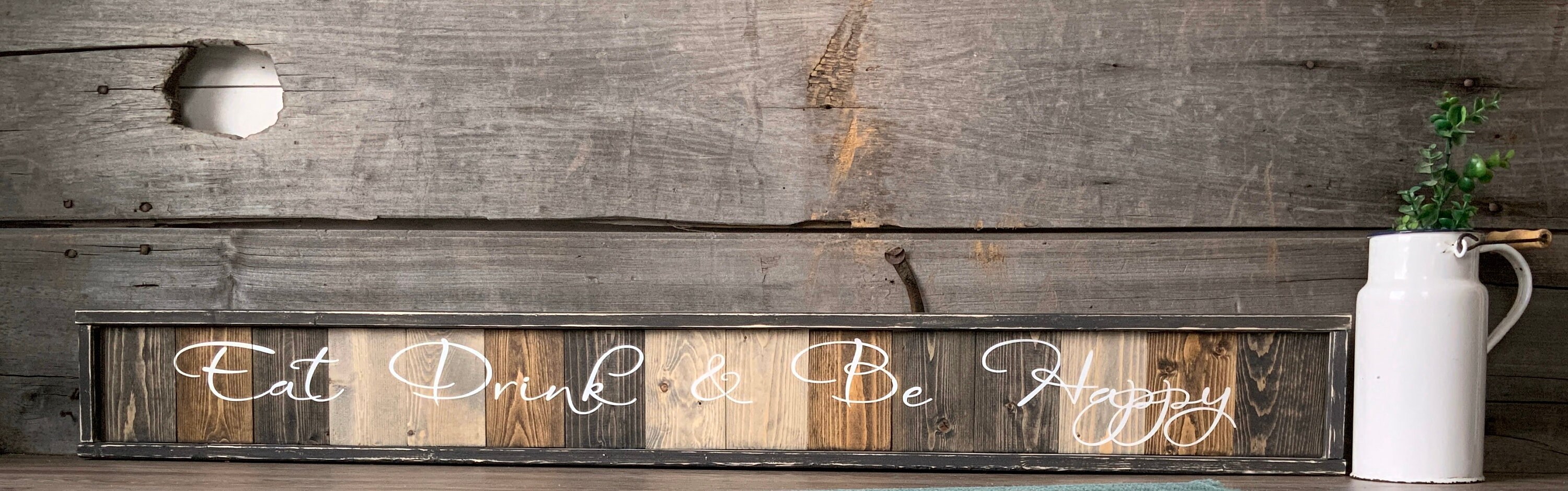 Eat Drink and Be Happy wood sign custom made sign welcome | Etsy