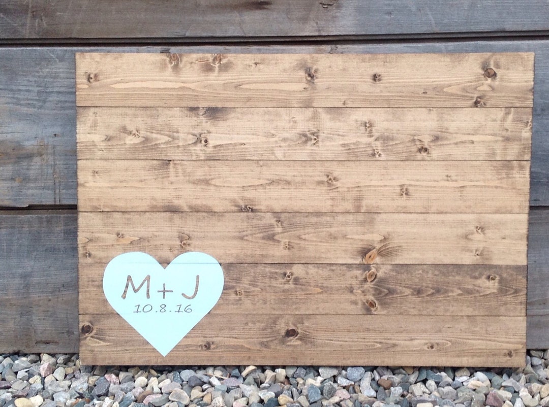 Rustic Wood Guest Book: Personalized Wedding Sign With Initials - Etsy